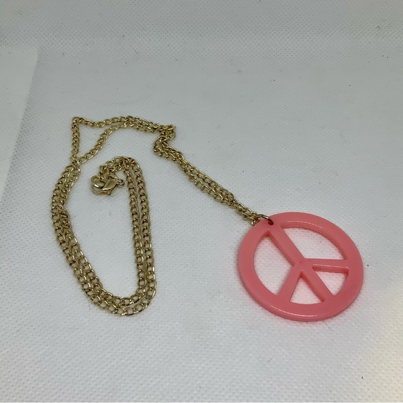 Hand Crafted | Jewelry | Vintage Plastic Peace Sign Necklace On Chain ...